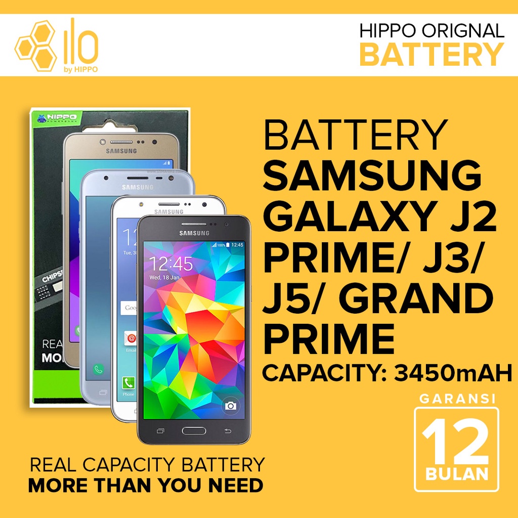 Jual HIPPO baterai Samsung G530 3450mah Grand Prime J2 Prime J2 Pro A2 Core A260 J2 Core J5 J3 ...