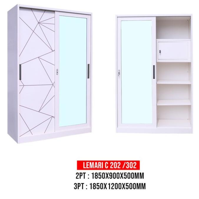Jual Lemari Baju Besi - Lemari Pakaian Besi Sliding / 2 Pintu / 3 Pintu | Shopee Indonesia