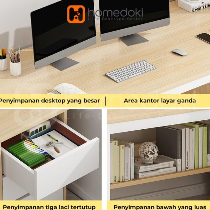 Jual Meja Kantor Dengan Laci/Meja Kerja Kayu/Meja Belajar/Meja Komputer ...