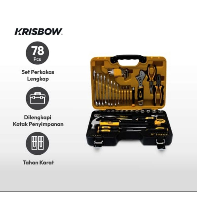Jual Krisbow Set Perkakas Tool Kit Handtools Tool Mekanik 78 Pcs ...