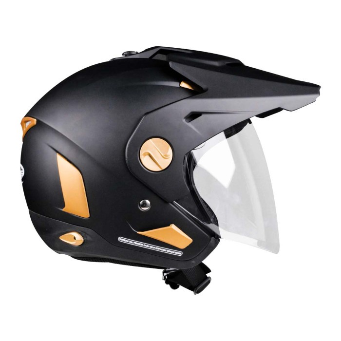 Jual Helm Cargloss Former Text Cr Matt Black Gold Black Doff Half Face ...