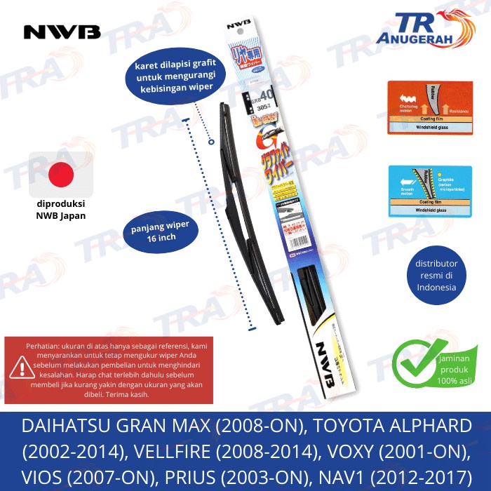 Jual Wiper Belakang Nwb 16 Inch Alphard, Vellfire, Vios, Voxy, Gran Max ...