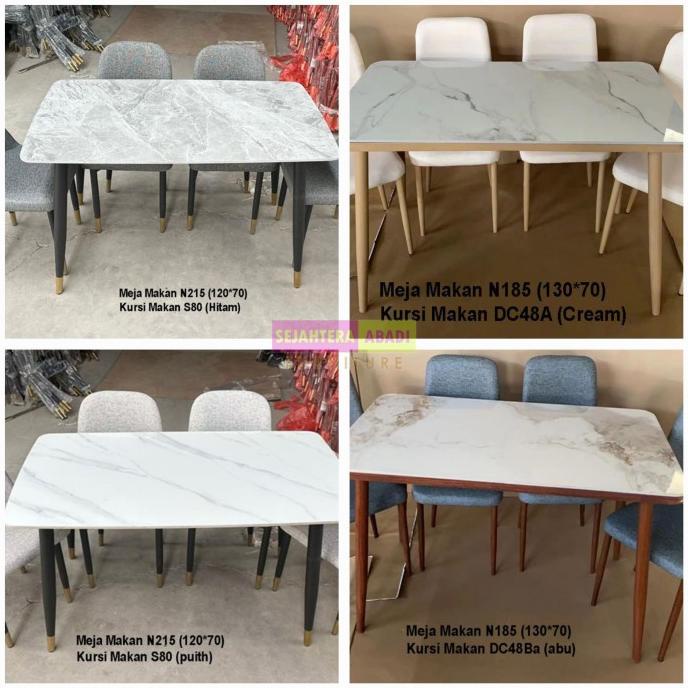 Jual Kualitas terbaik] full set meja makan batu neolith motif marmer 4 ...