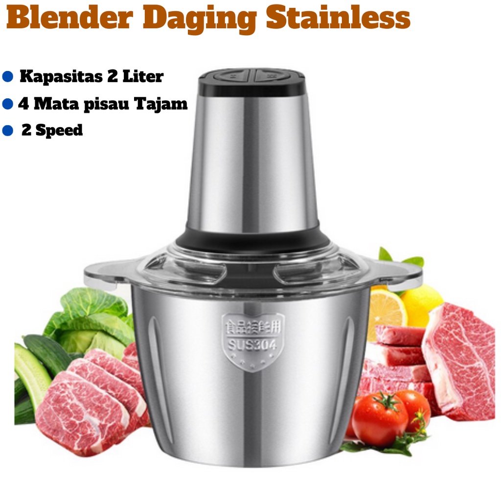 Jual Blender Penggiling Daging Stainless 2 Liter Food Chopper mead ...