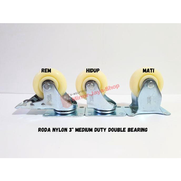 Jual =+=+=+] Roda Nylon 3 inch Medium Duty TIPE Hidup Mati Rem 3 inci ...