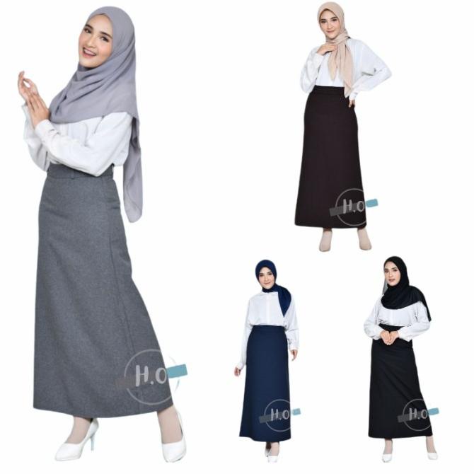 Jual Rok Panjang Hitam A Line Kerja Kantor Skirt Bahan Formal Wanita 01 ...
