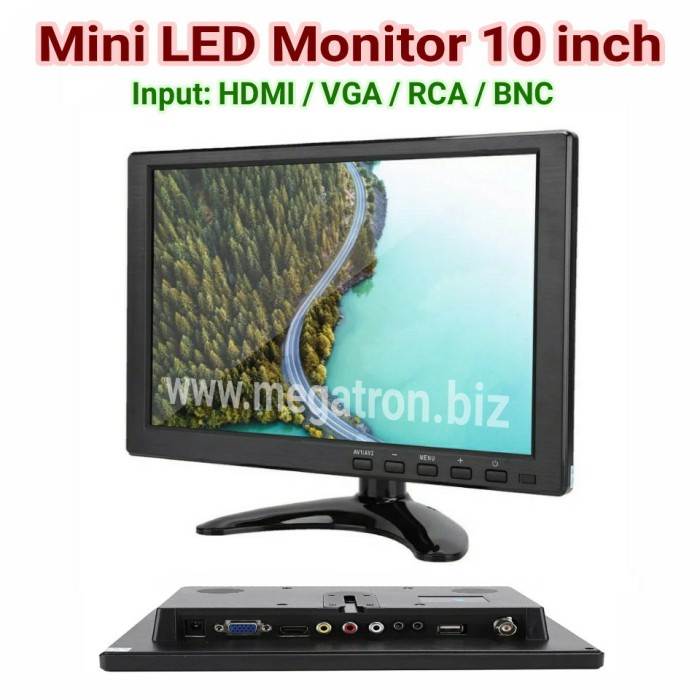 Jual Mini LED Monitor 10 inch (Input : HDMI, VGA, BNC, RCA) | Shopee ...