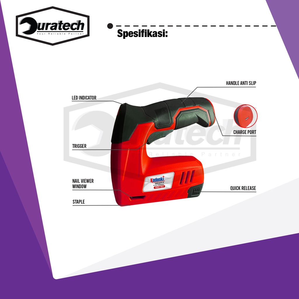 Jual Mesin Paku Staples 2In1 Baterai Cordless Stapler Gun Kodenki - Alat Stapler Gun Batre ...