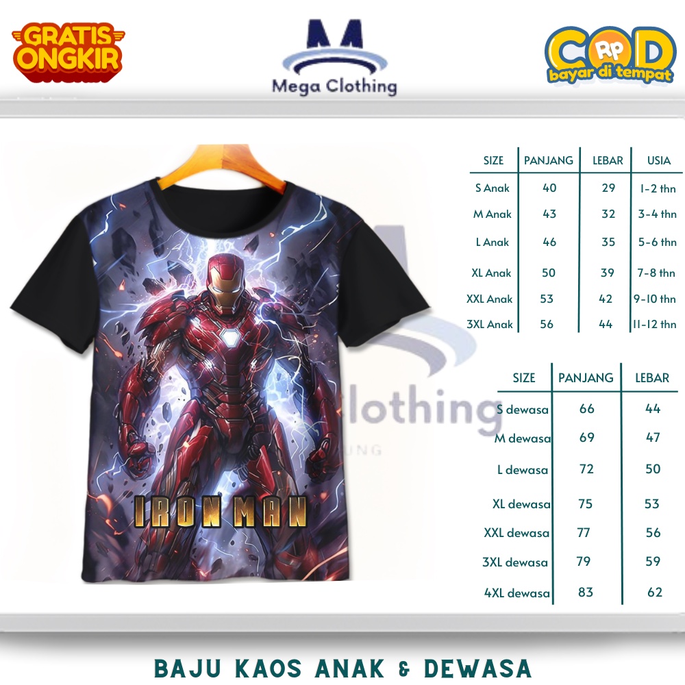 Jual Kaos Superhero Iron Man v6 Anak & Dewasa | Baju Couple Keluarga 3D ...
