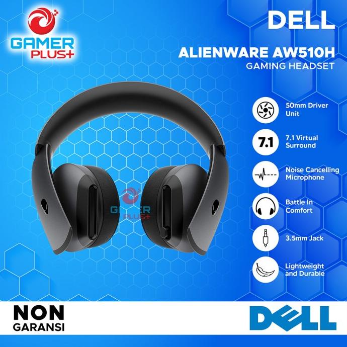 Jual dell alienware headset headphone gaming 510h anc wired | Shopee ...