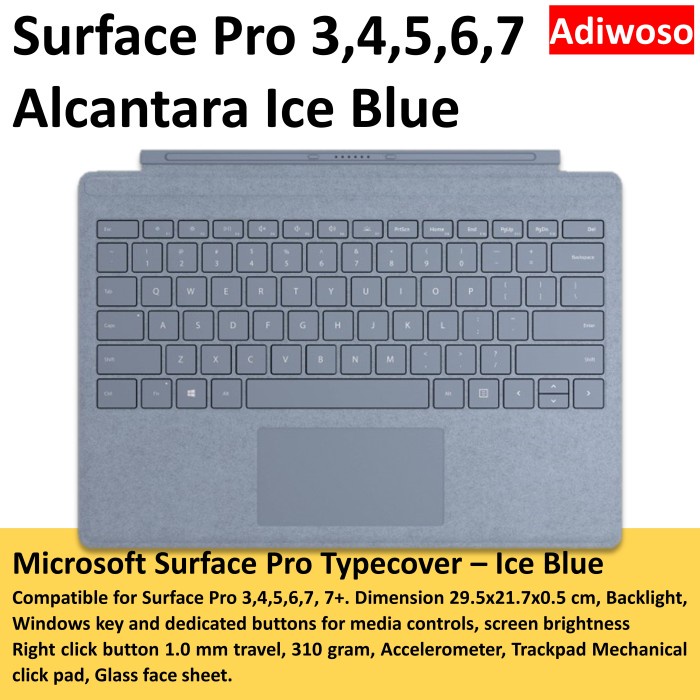 Jual Microsoft Surface Pro Type Cover Alcantara Ice Blue | Shopee Indonesia