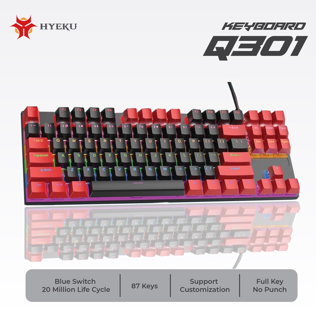 Jual Model BaruKeyboard Hyeku Q-301 Wired Gaming Mechanical Keyboard 87 ...