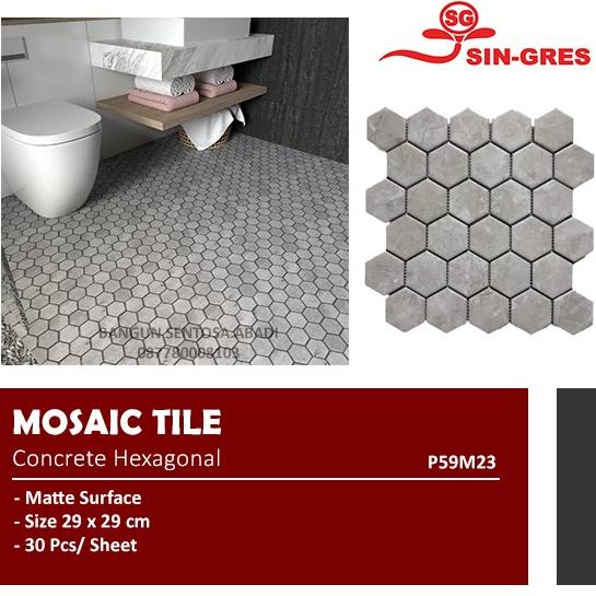 Jual }}}}}}] MOZAIK KERAMIK HEXAGON ABU MATTE / KERAMIK MOSAIC TILE ...