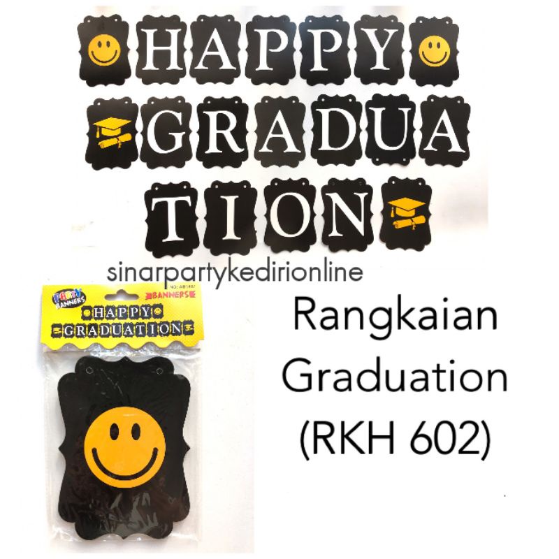 Jual Rangkaian Kertas Happy Graduation Hitam /Banner Flag Hitam ...