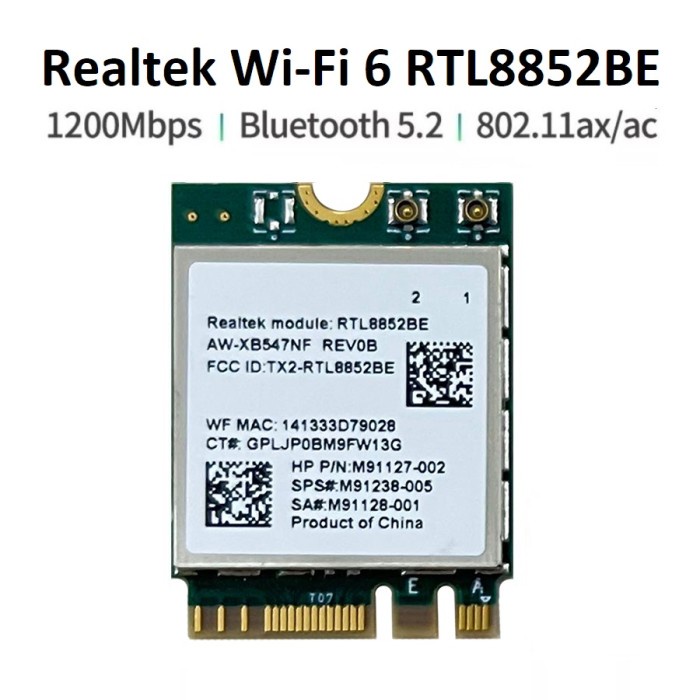 Jual Realtek WiFi 6 RTL8852BE Wireless Network Card BT 5 M.2 NGFF AX ...