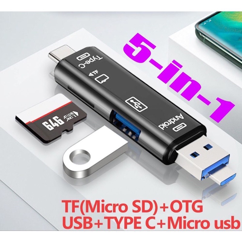 Jual [SH-201] Card Reader 5 in 1 Usb 3.0 Type C / USB / Micro USB SD TF ...