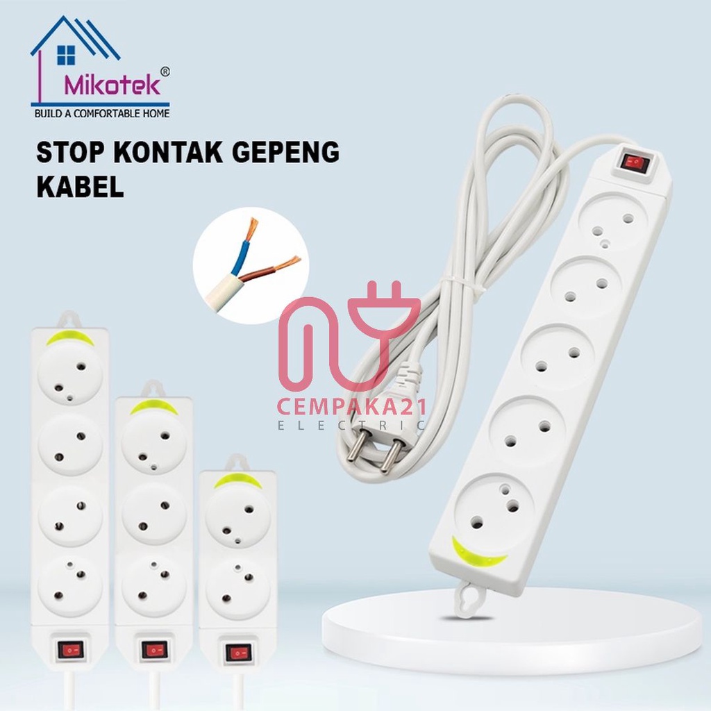Jual Mikotek Stop Kontak Tipis + Kabel 3 Meter 2 - 5 Lubang | Shopee ...