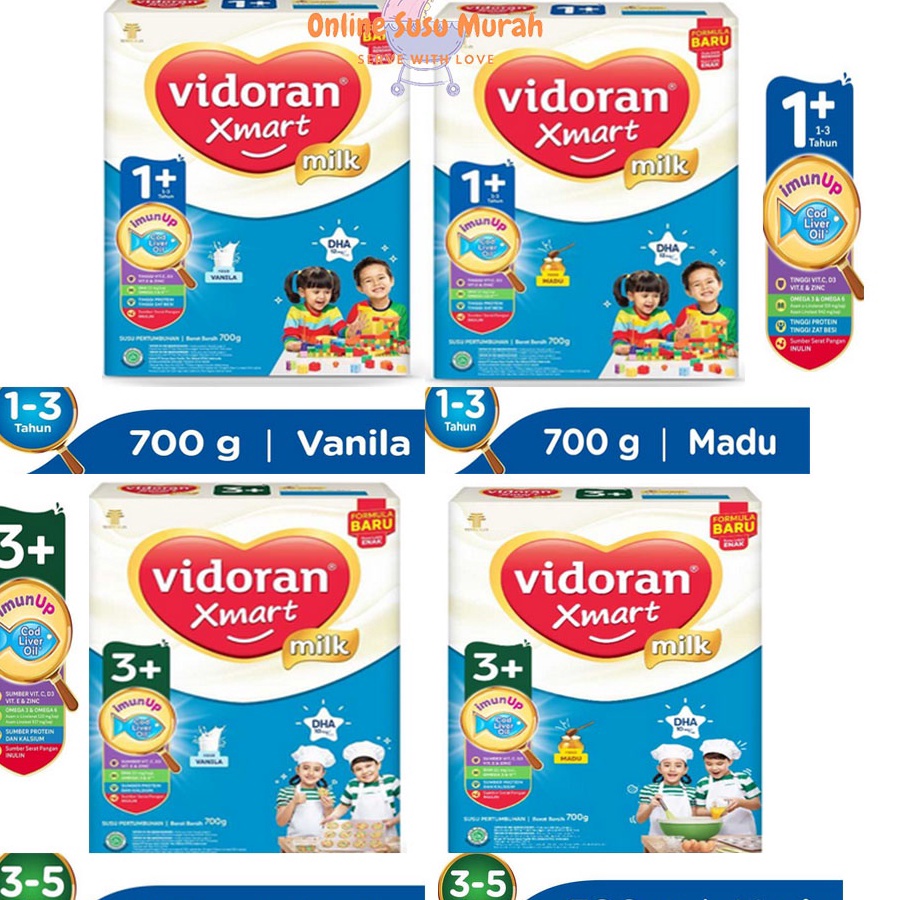 Jual 12.12 Brand VIDORAN XMART 1+ 3+ IMUN SUSU FORMULA ALL VARIAN 700 ...