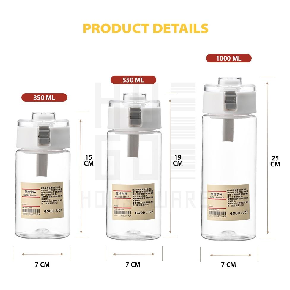 Jual Promo Hugo Botol Minum Putih Transparan Bening Estetik Botol Air ...