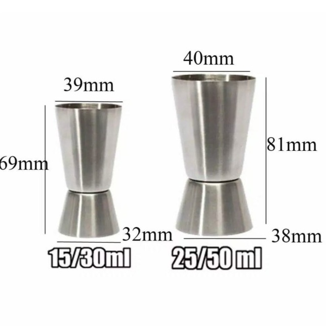 Jual Jigger Stainless Steel Gelas Kecil Ukur Takar Gula Sirup Kopi Wine Dll - 25ml dan 50ml sbe ...