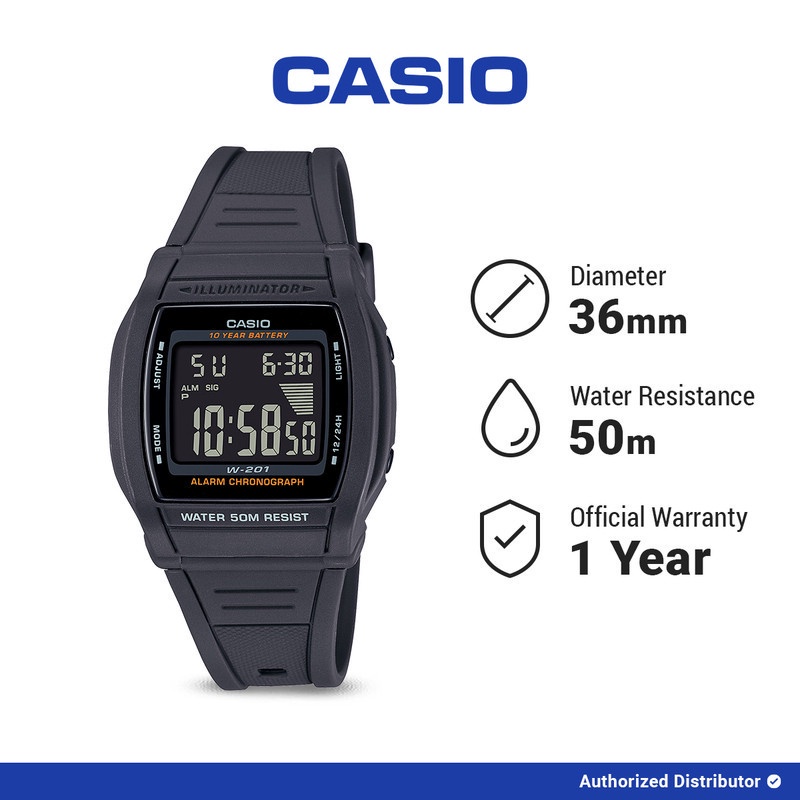 Jual [READY INSTANT] Casio Jam Tangan Pria General W-201-1BVDF Original Digital Black | Shopee ...