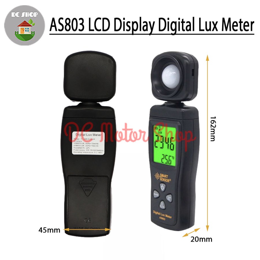 Jual LCD DIGITAL LUX METER AS803 LIGHT LUMINANCE TESTER SENSOR 1CCA9 ...
