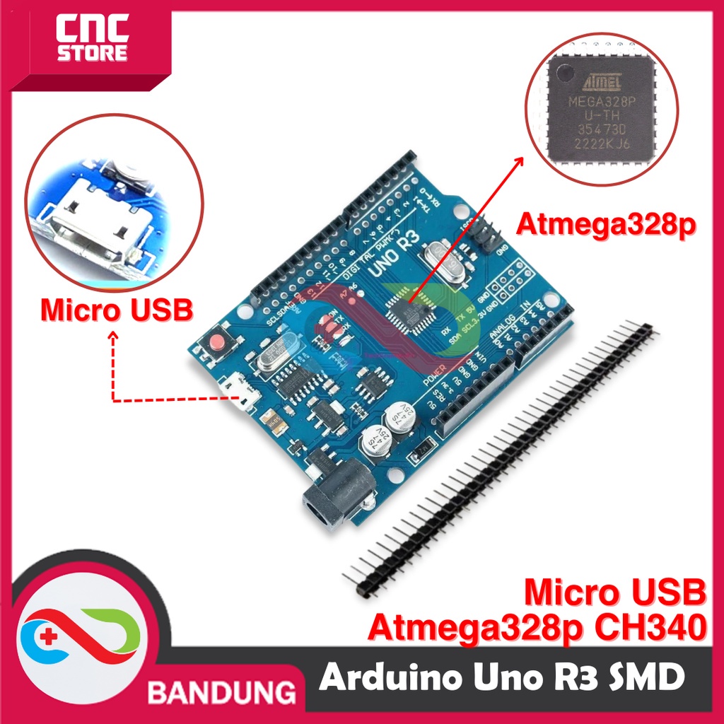 Jual ARDUINO UNO R3 ATMEGA328P SMD CH340 ATMEGA328P MICRO USB | Shopee Indonesia