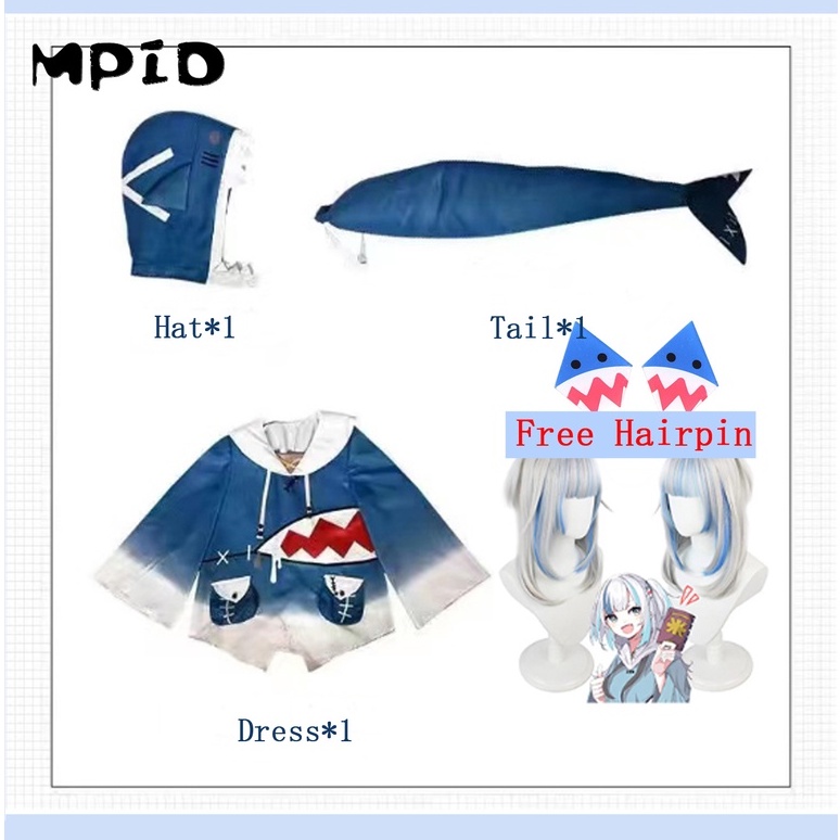 Jual 【MPID】Ready Stock VTuber Hololive Gawr Gura Cosplay Costume ENG ...