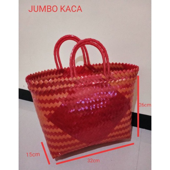 Jual JYGX1733 TAS ANYAMAN JUMBO KACA/Tas pasar/tas belanja/tas hampers ...