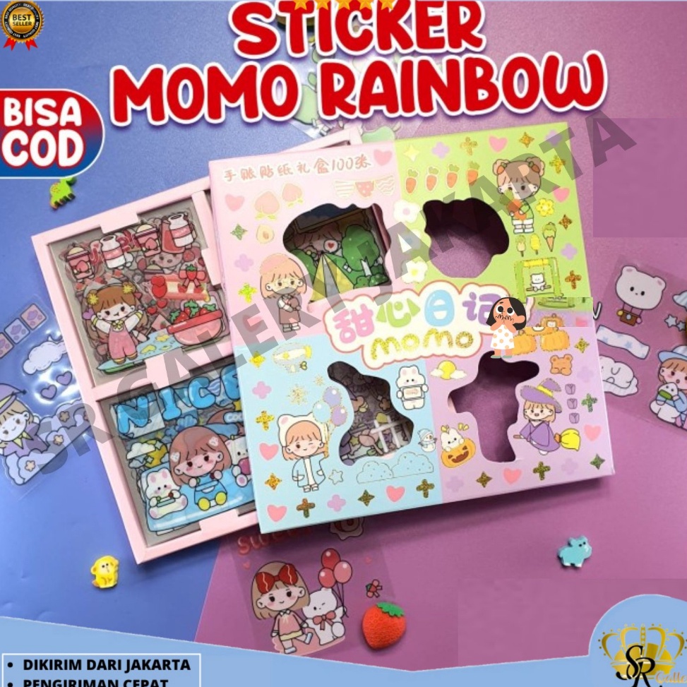 Jual TPRX0084 Stiker 100 Lembar Sticker 2D Momo Motif Kartun Korea Lucu ...