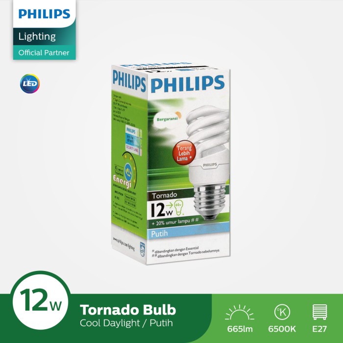 Jual Philips Tornado 12W CDL E27 220V Cahaya Putih | Shopee Indonesia