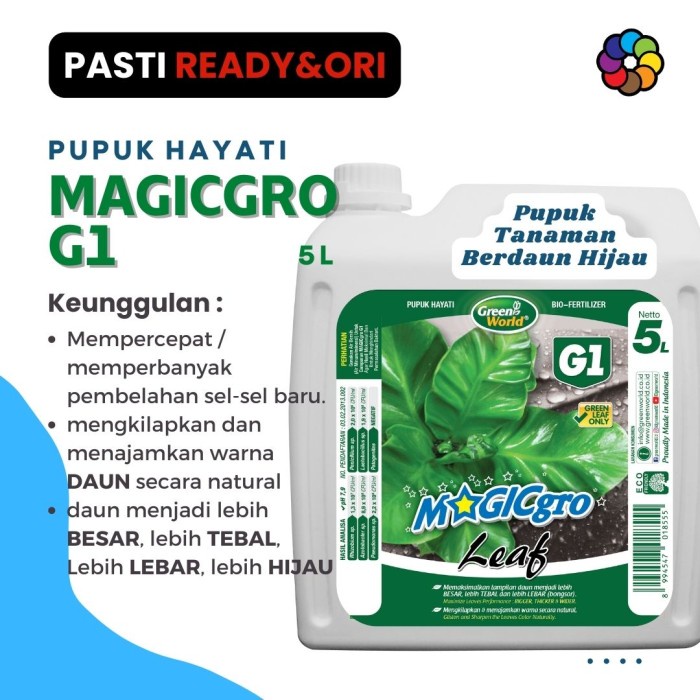 Jual COD Pupuk Organik Magicgro G1 5L Khusus Untuk Tanaman Hias Berdaun Hijau Terbaru | Shopee ...