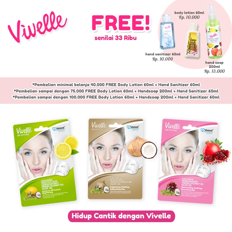 Jual Vivelle Facial Masker Veocel Sheet Mask Spa Systeme 1 box isi 12 ...