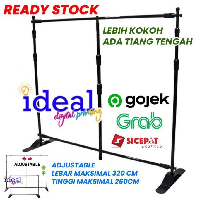 Jual BACKWALL /JUMBO BANNER STAND UK 3X3/BACKDROP/TRIPOD BANNER 3x3 ...
