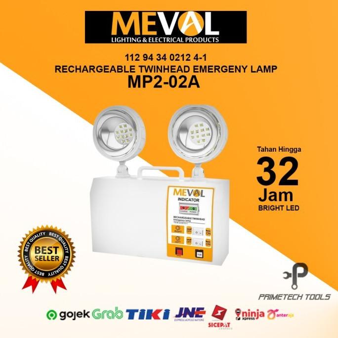 Jual MEVAL LAMPU LED EMERGENCY LAMP RECHARGEABLE TWINHEAD MP2-02A ...