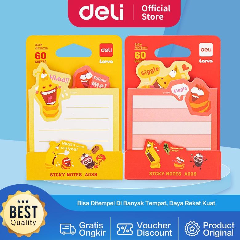 Jual Deli Larva Sticky Notes / Memo Tempel 76 x 76 mm 60 Lembar 2 Warna ...