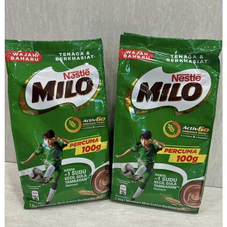 Jual Milo Nestle activ -go 1.1kg percuma 100gr bubuk malt coklat ...
