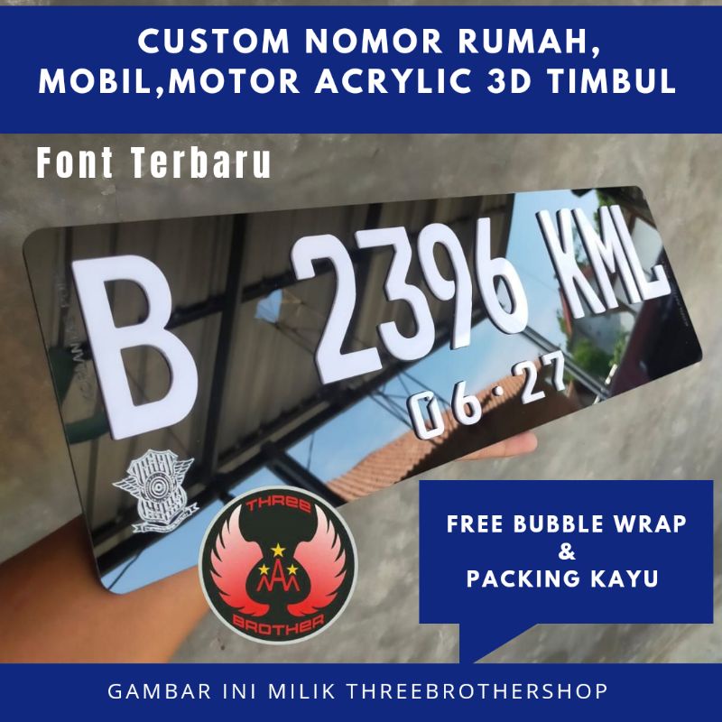 Jual Custom Plat Nomor Mobil Acrylic Model 3D Timbul Satuan | Shopee ...