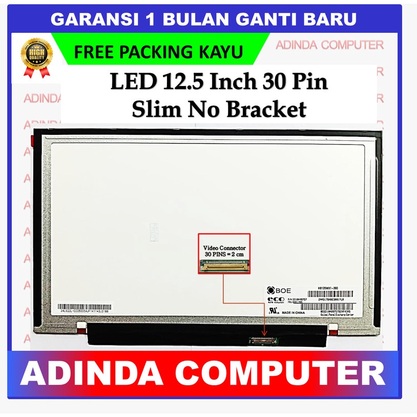 Jual LCD LED 12.5 12 Inch 30 Pin 30pin Slim Tipis HD No Bracket Kuping ...