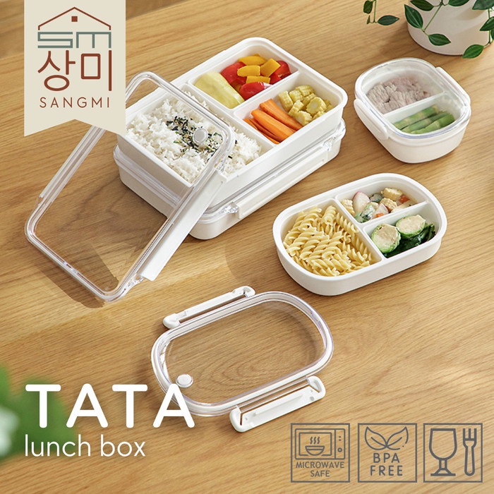 Jual SANGMI Tempat Makan Kotak Bekal Makanan Lunch Box Bento Box Putih ...