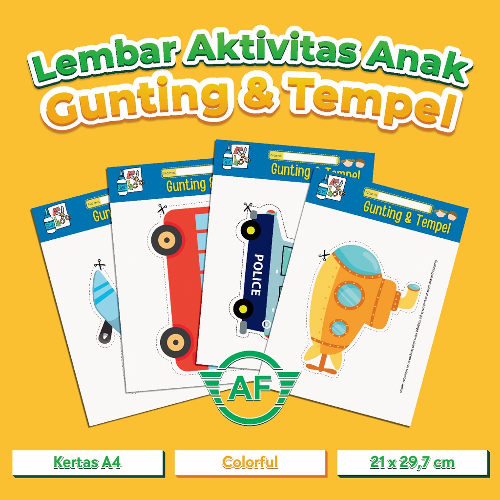 Jual Lembar Aktivitas Gunting & Tempel Tema Kendaraan 2 | Worksheet ...