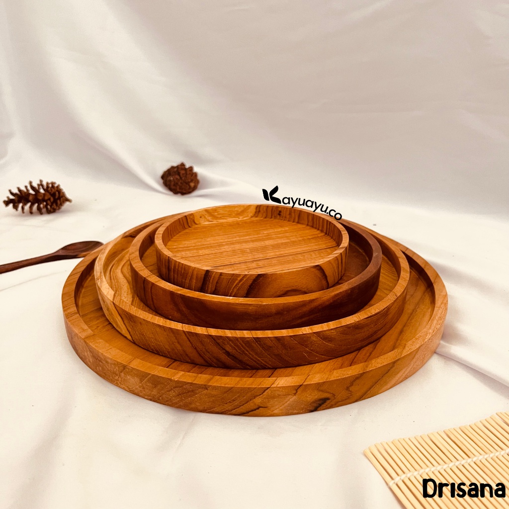 Jual PIRING KAYU JATI BULAT / PIRING MAKAN / PIRING CANTIK / PRING SAJI ...