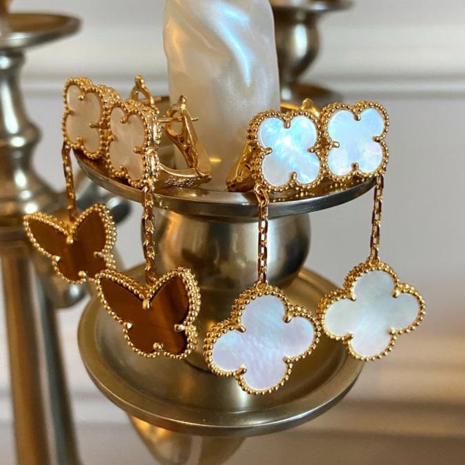 Jual Trend Rare Anting Vca Double Clover 18K Gold Plated Pengiriman ...