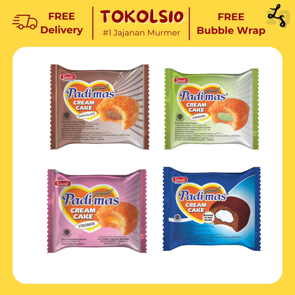 Jual Bolu Padimas Cream Cake Rasa Coklat/Vanila/Pandan/Stroberi Isi 10 ...