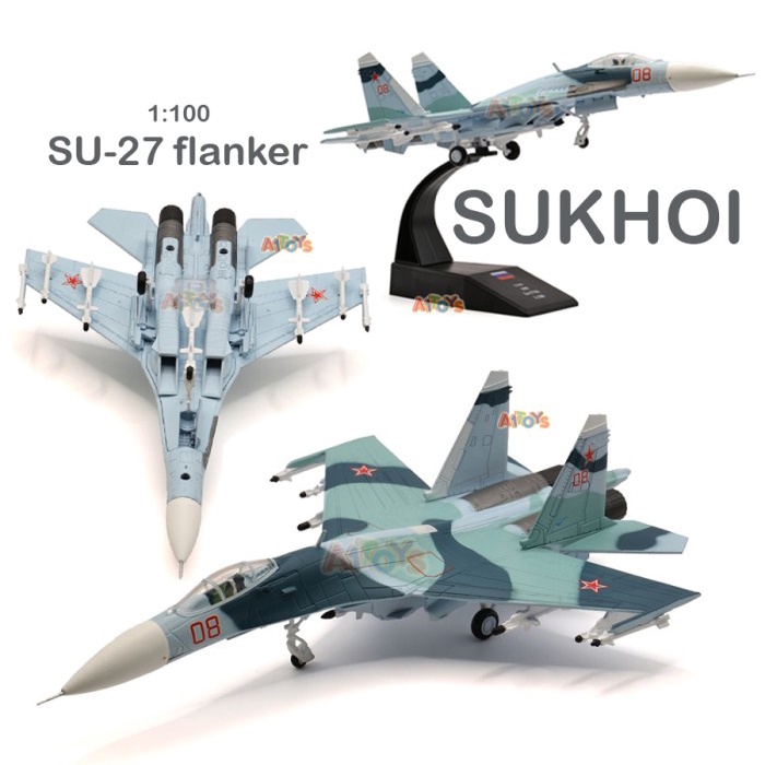 Jual PROMO!!! MINIATUR DIECAST PESAWAT SUKHOI SU-27 FLANKER 22 CM 1:100 ...