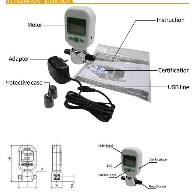 Jual Air Flow Meter Gas Oxygen Mf5706 Nitrogen Laju Oksigen Lpg Mf-5706 ...