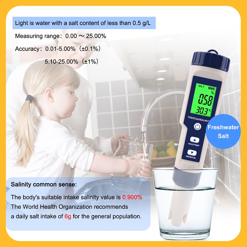 Jual Alat Tes Ph Ec Tds Salinitas Termometer 5 In 1 Gukur Gujian ...