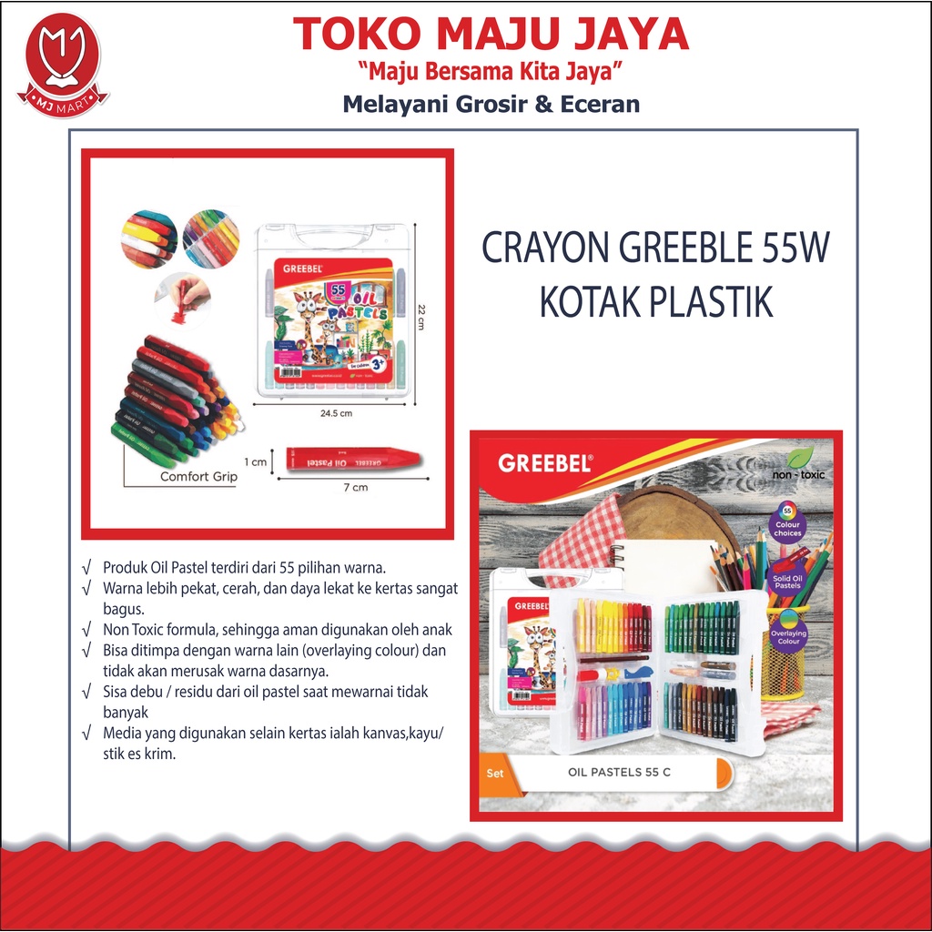 Jual CRAYON GREEBLE 55 Warna KOTAK PLASTIK | Shopee Indonesia