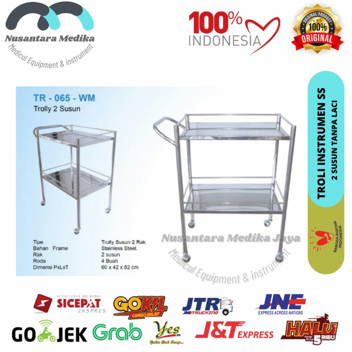 Jual Mitsell Troly Instrumen 2 Rak Troli Tindakan 2 Susun | Shopee ...