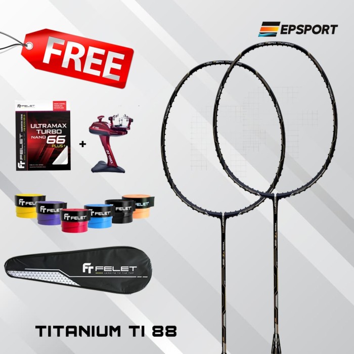 Jual RAKET BADMINTON FELET TI 88 FREE COVER,GRIP.SENAR&PSG | Shopee ...